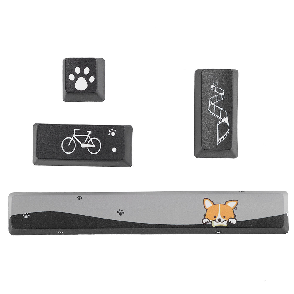 DIY Mini Black Dogs Pattern Keycaps SpaceEScEnterNumpad Enter Keycap for Mechanical Keyboard(Mini Black Dogs Pattern, 4Pcs )