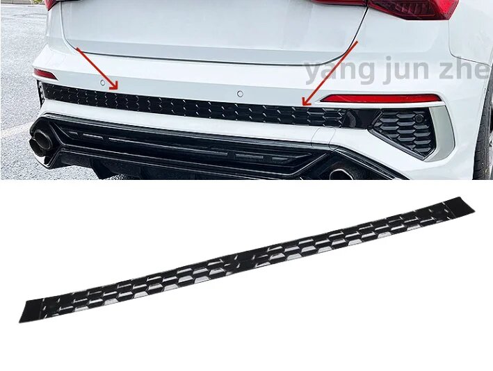 Комплект кузова, наклейка для отделки багажника для Audi A3 RS3, пластиковая Декоративная полоса для заднего бампера, черная сотовая полоса, стиль 2021-2024 sedan