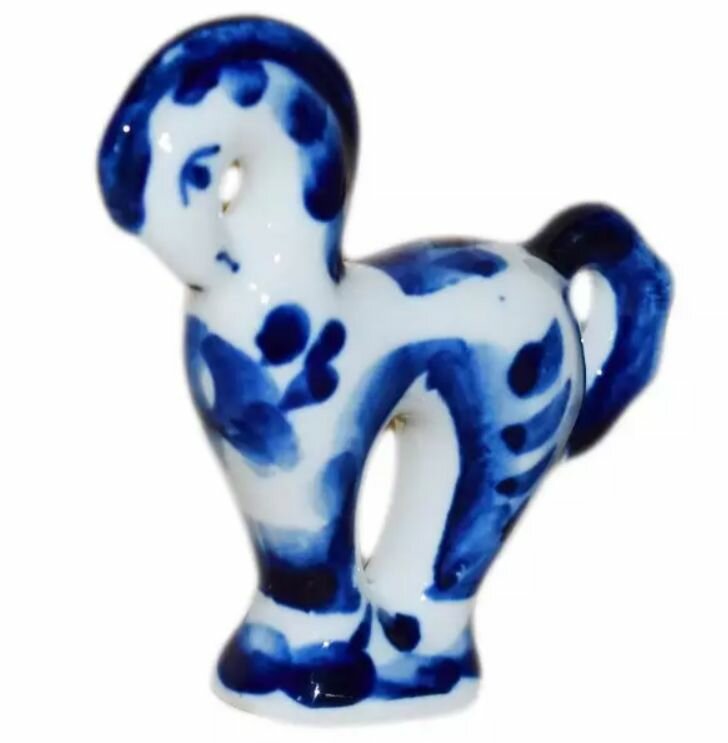 Лошадка малая 7,5 см, гжель, Символ года 2026, коллекционный сувенир, подарок на Новый год, рождество