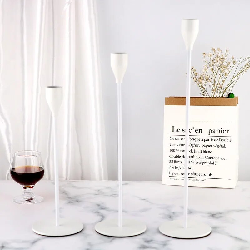 Металлический подсвечник набор 3 шт, white 1set