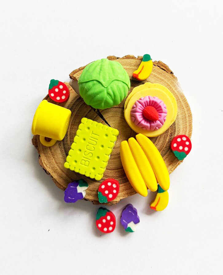 Набор - Резиновые ластики Еда, размер от 1,5 и 3,5 см, 13 штук