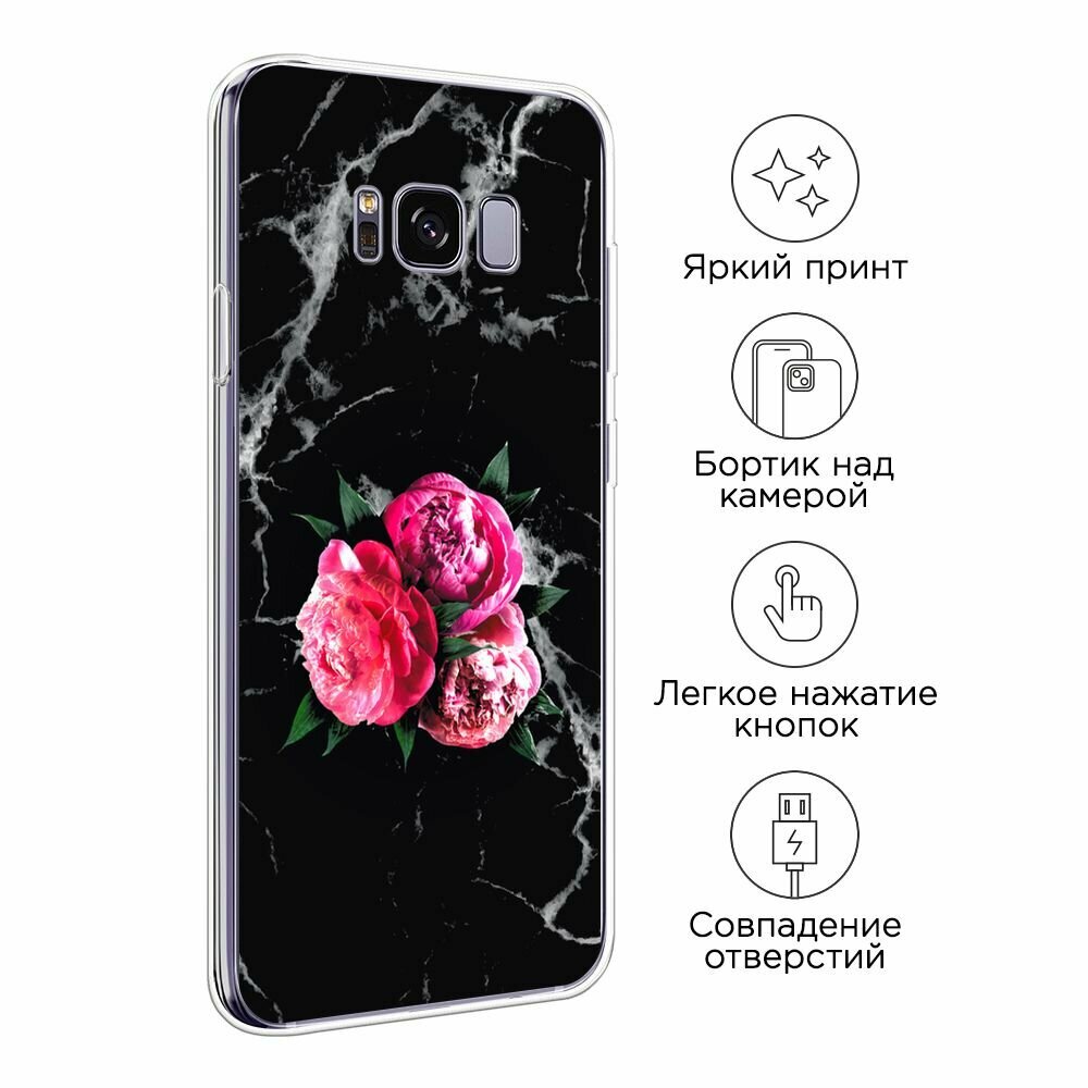 Чехол на Samsung Galaxy S8 + / Самсунг Галакси С8 Плюс с принтом "Букет на черном мраморе" — фото 1