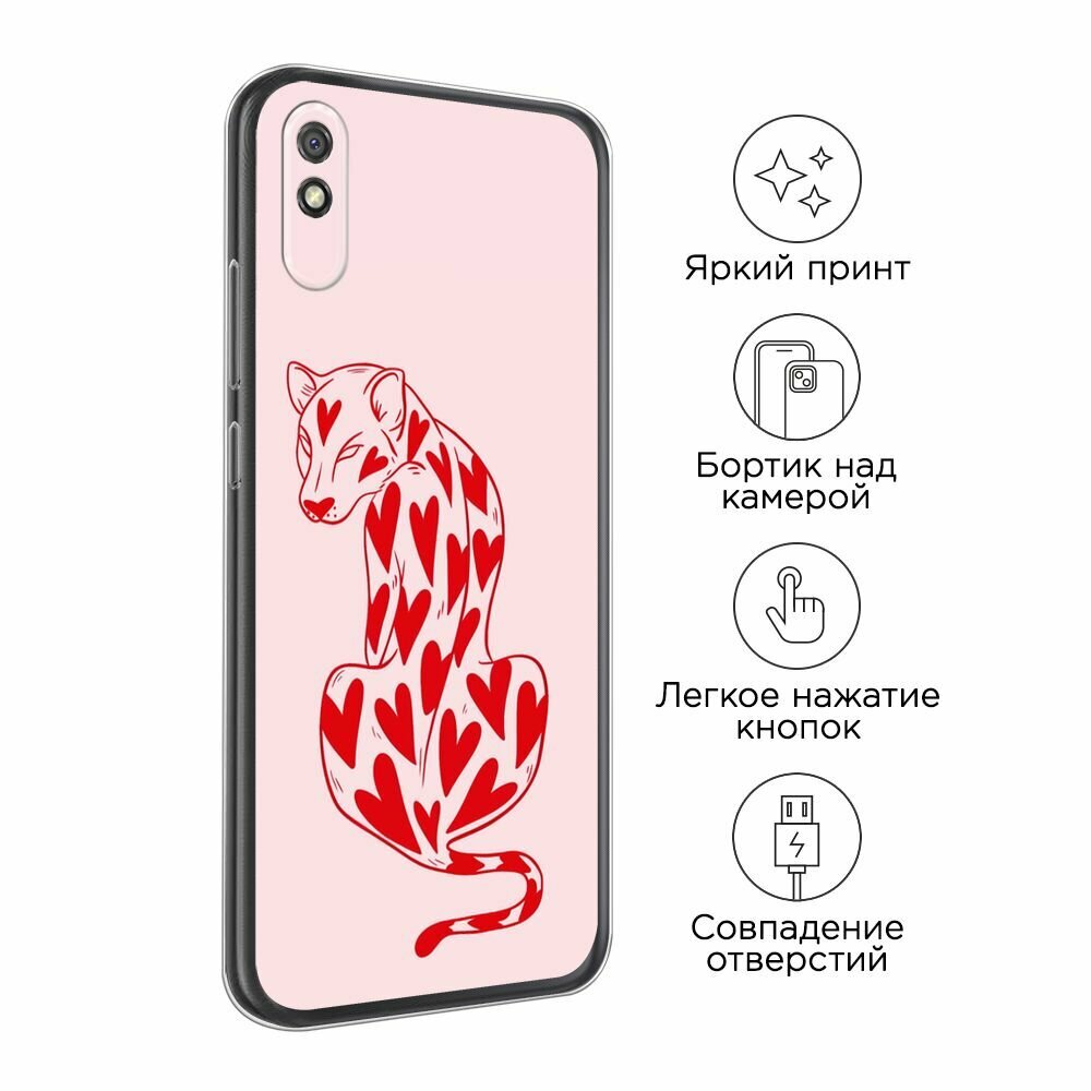 Чехол на Xiaomi Redmi 9A / Сяоми Редми 9А с принтом "Heart panther 1 - 14 февраля" — фото 1