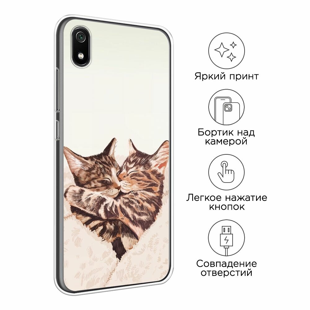 Чехол на Xiaomi Redmi 7A / Сяоми Редми 7А с принтом "Влюбленные котейки - 14 февраля" — фото 1