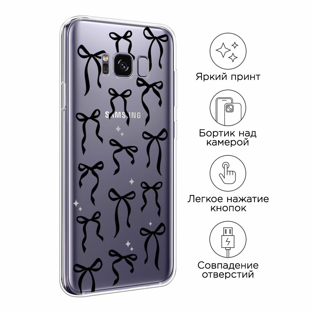 Чехол на Samsung Galaxy S8 + / Самсунг Галакси С8 Плюс с принтом "Black bows", прозрачный — фото 1