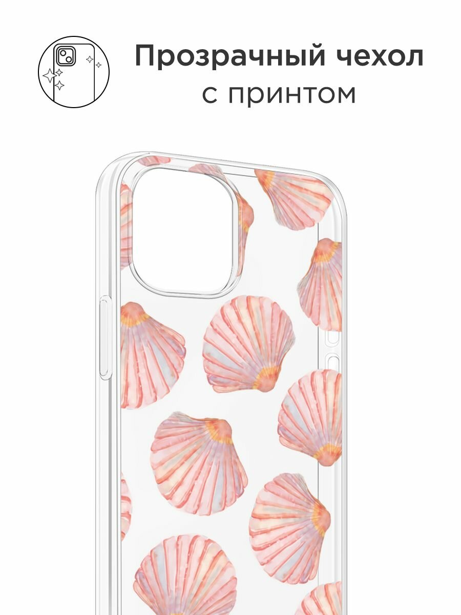 Чехол на Apple iPhone 6 Plus/6S Plus / Айфон 6 Плюс/Айфон 6С Плюс с принтом "Ракушки паттерн", прозрачный — фото 1