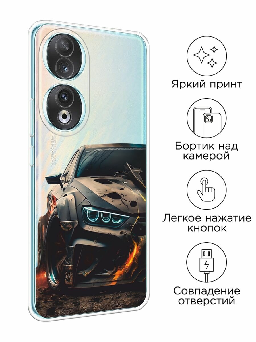 Чехол на Honor 90 / Хонор 90 с принтом "На износ", прозрачный — фото 1