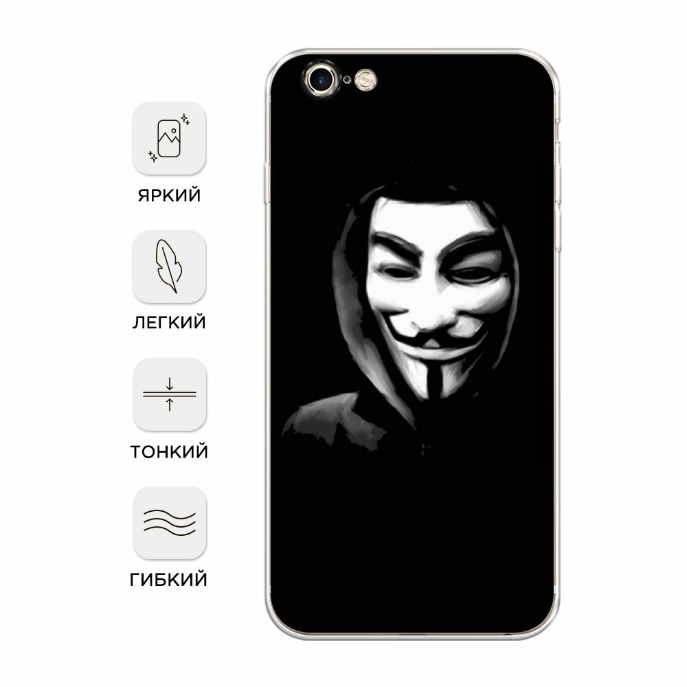 Чехол на Apple iPhone 6 Plus/6S Plus / Айфон 6 Плюс/Айфон 6С Плюс с принтом "Анонимус" — фото 1