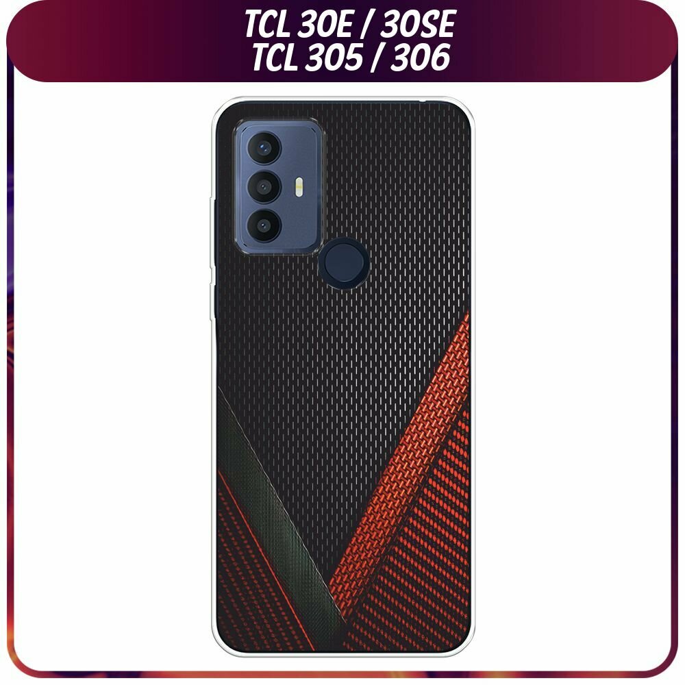 Чехол на TCL 30E/30 SE/305/306 / ТСЛ 30E с принтом "Красный карбон"