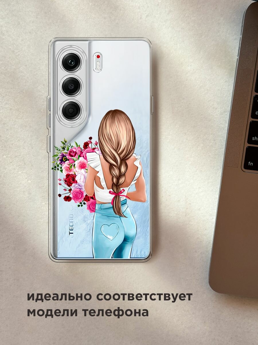 Чехол на Tecno Camon 40 Pro 5G / Текно Камон 40 Про 5G с принтом "Букет для девушки", прозрачный — фото 1