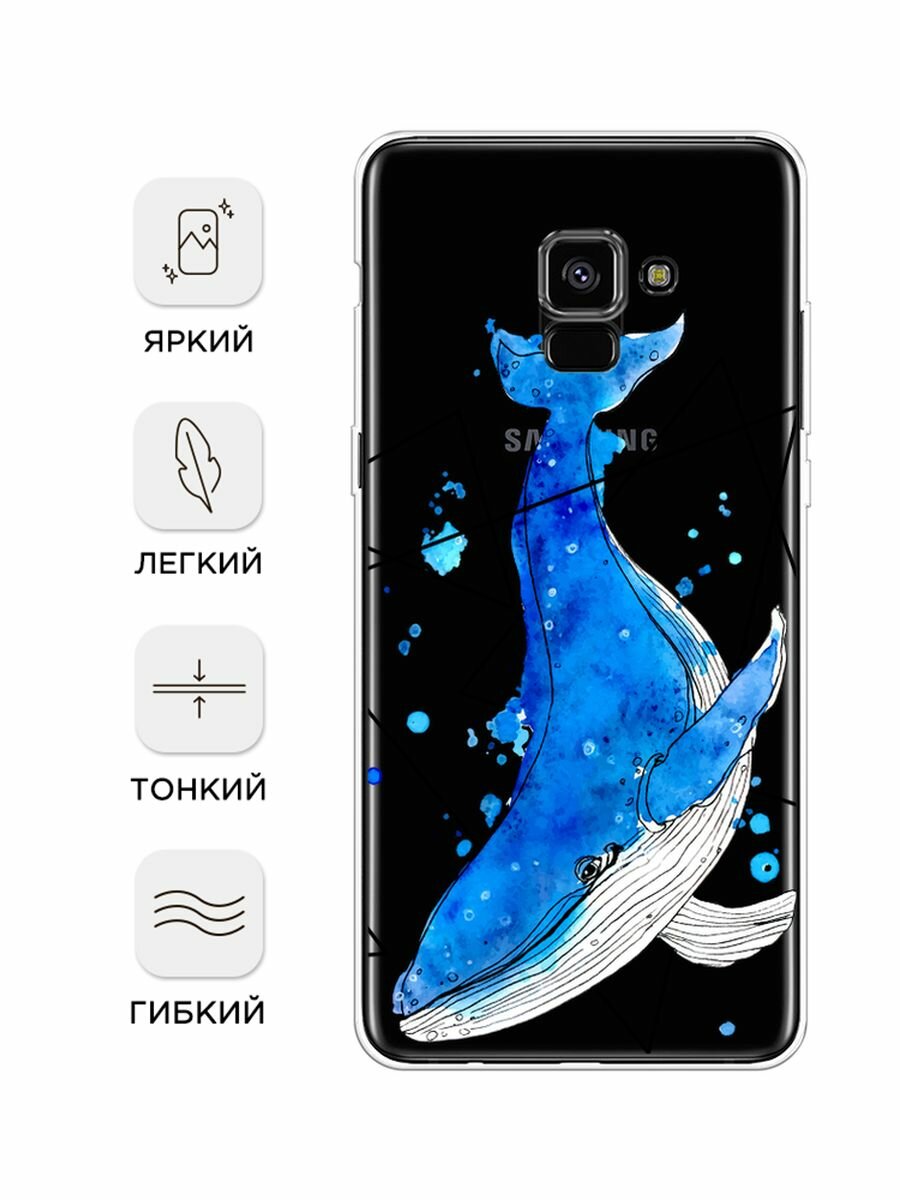 Чехол на Samsung Galaxy A8 + / Самсунг Галакси А8 Плюс 2018 с принтом "Кит графика", прозрачный — фото 1