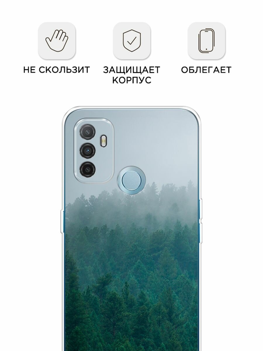 Силиконовый чехол на Oppo A53 / Оппо А53 с принтом "Лес в облаках" — фото 1
