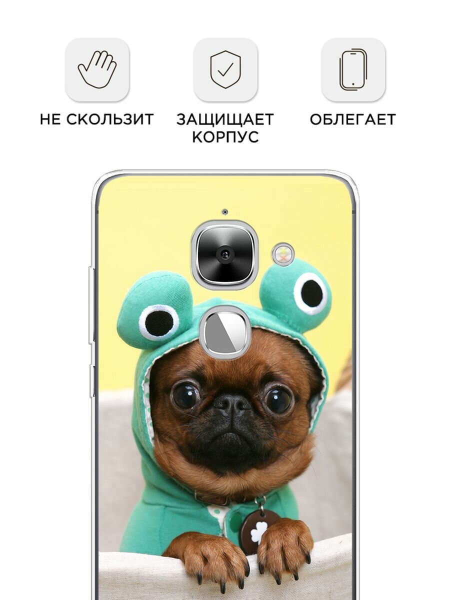 Чехол на LeEco Le 2/2 pro / Лееко Ле 2/2 про с принтом "Собачка в шапке лягушки" — фото 1