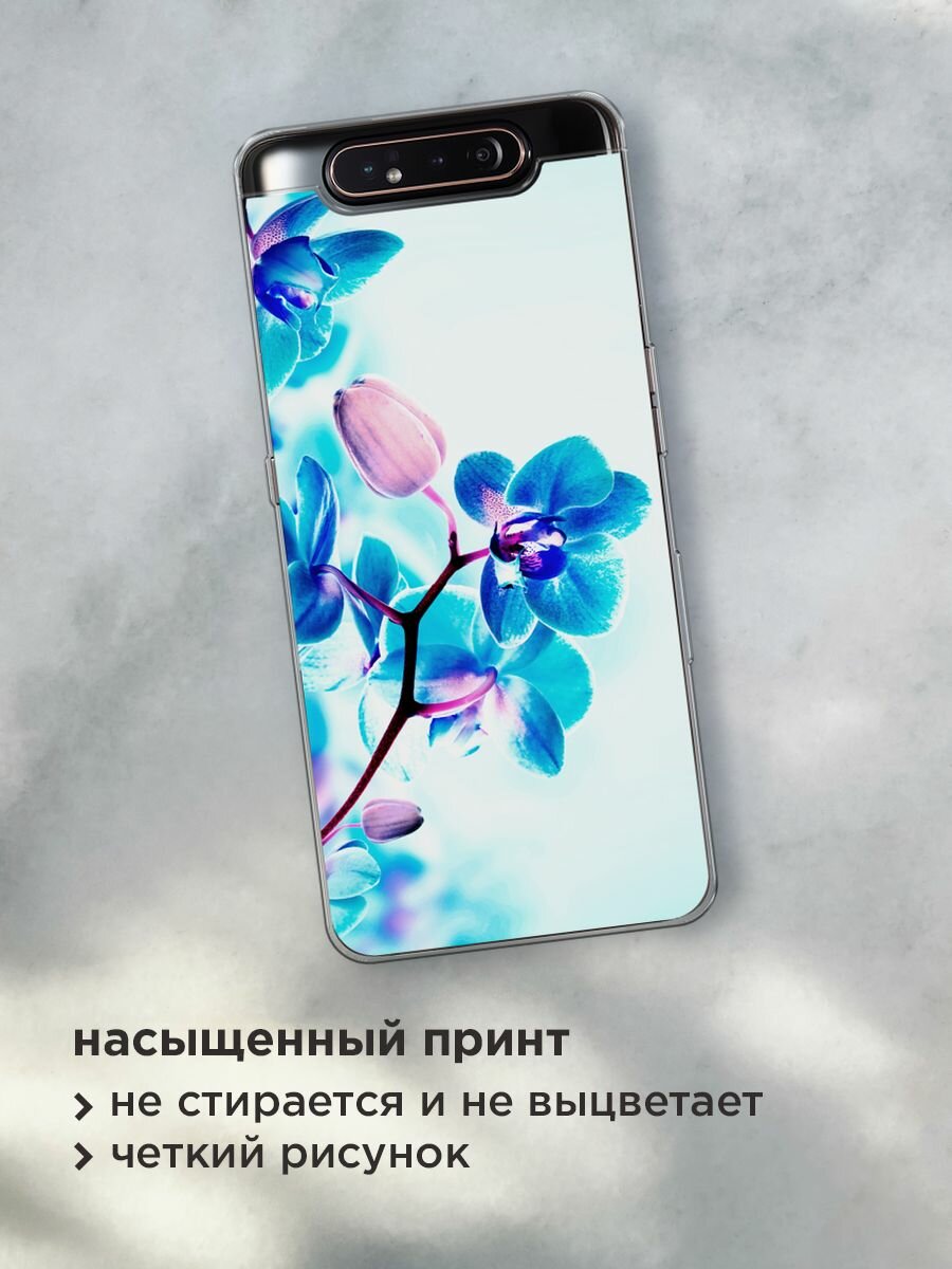 Чехол на Samsung Galaxy A80 / Самсунг Гэлакси A80 с принтом "Голубая орхидея" — фото 1