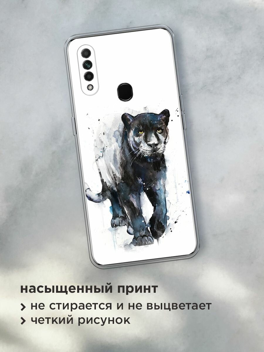 Силиконовый чехол на Oppo A31 / Оппо А31 с принтом "Пантера арт 3" — фото 1