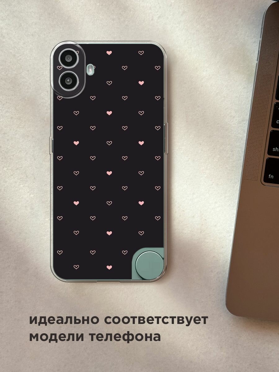 Чехол на CMF Phone 1 / CMF Фон 1 с принтом "Черный фон и сердечки" — фото 1