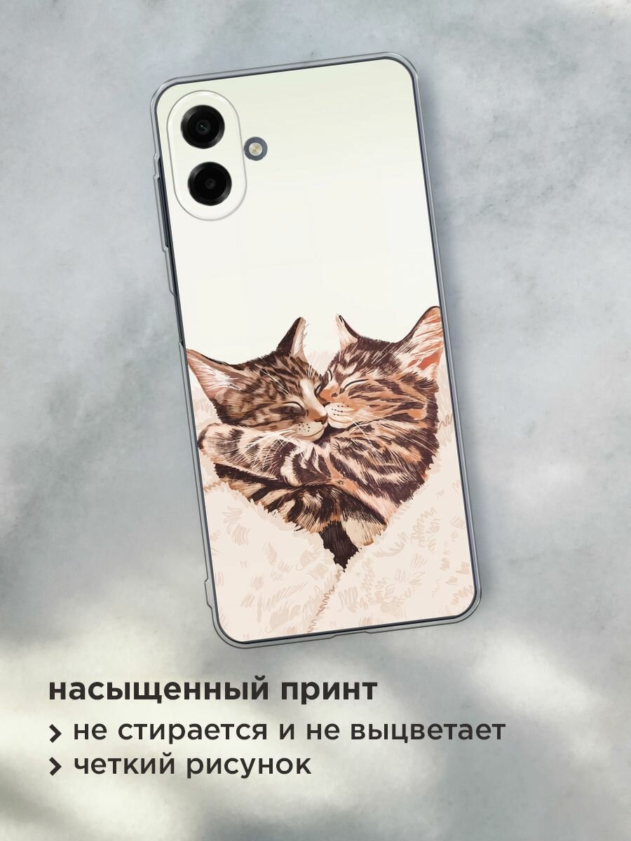 Чехол на Samsung Galaxy A07/A08 / Самсунг А07/А08 с принтом "Влюбленные котейки - 14 февраля" — фото 1