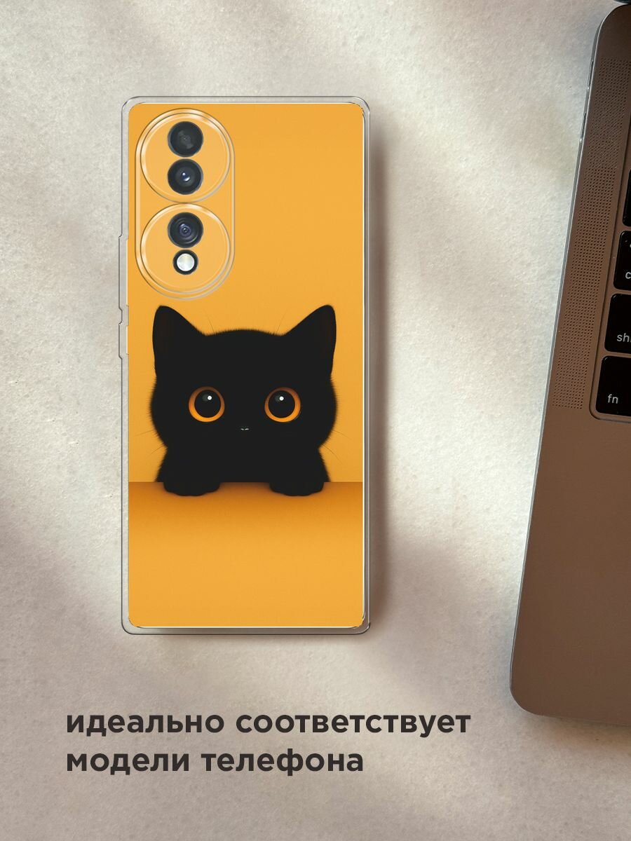 Силиконовый чехол на Honor 70 / Хонор 70 с принтом "Контрастный котик" — фото 1