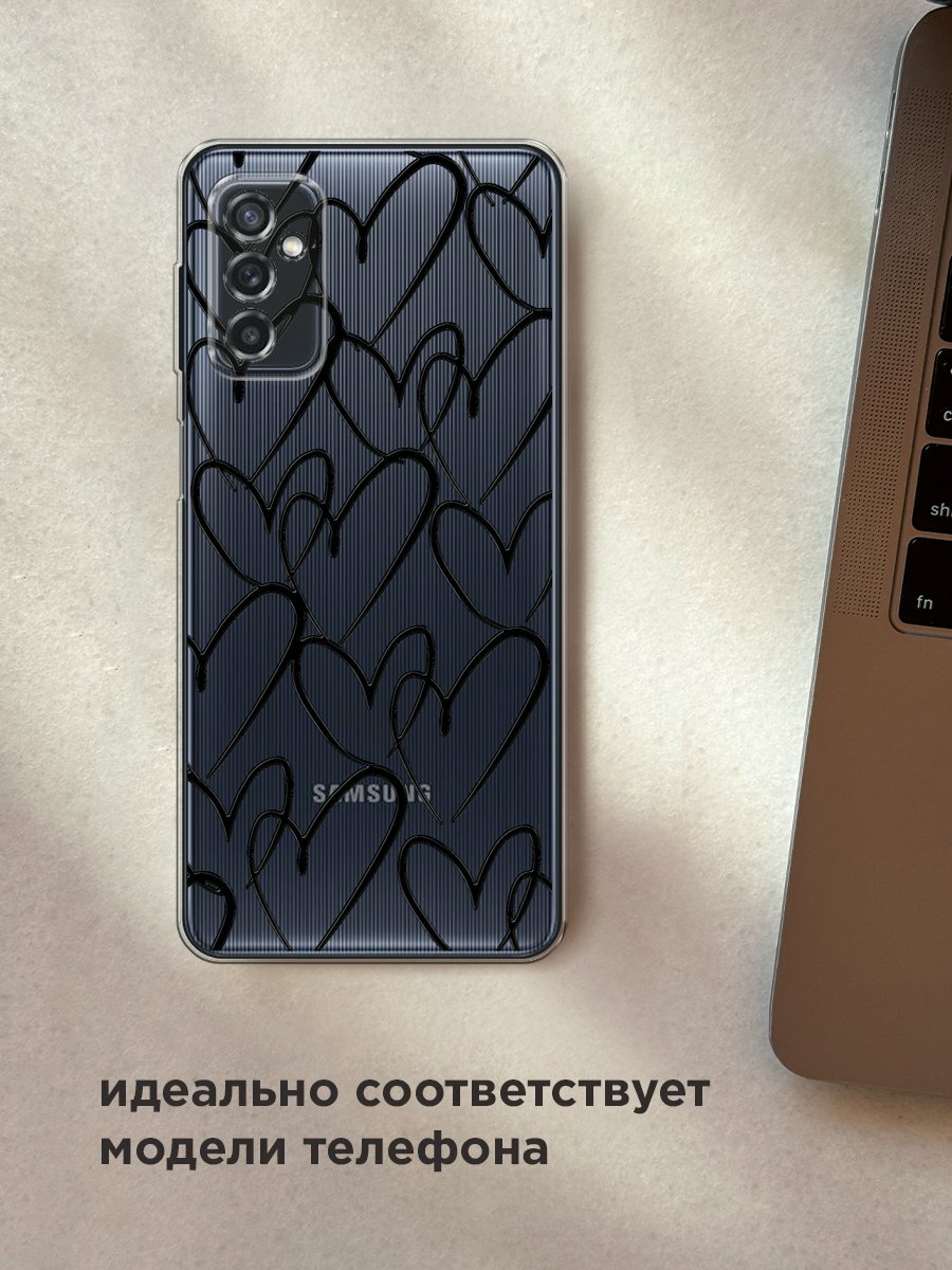 Чехол на Samsung Galaxy M52 / Самсунг Галакси M52 с принтом "Hearts doodle black 1" — фото 1