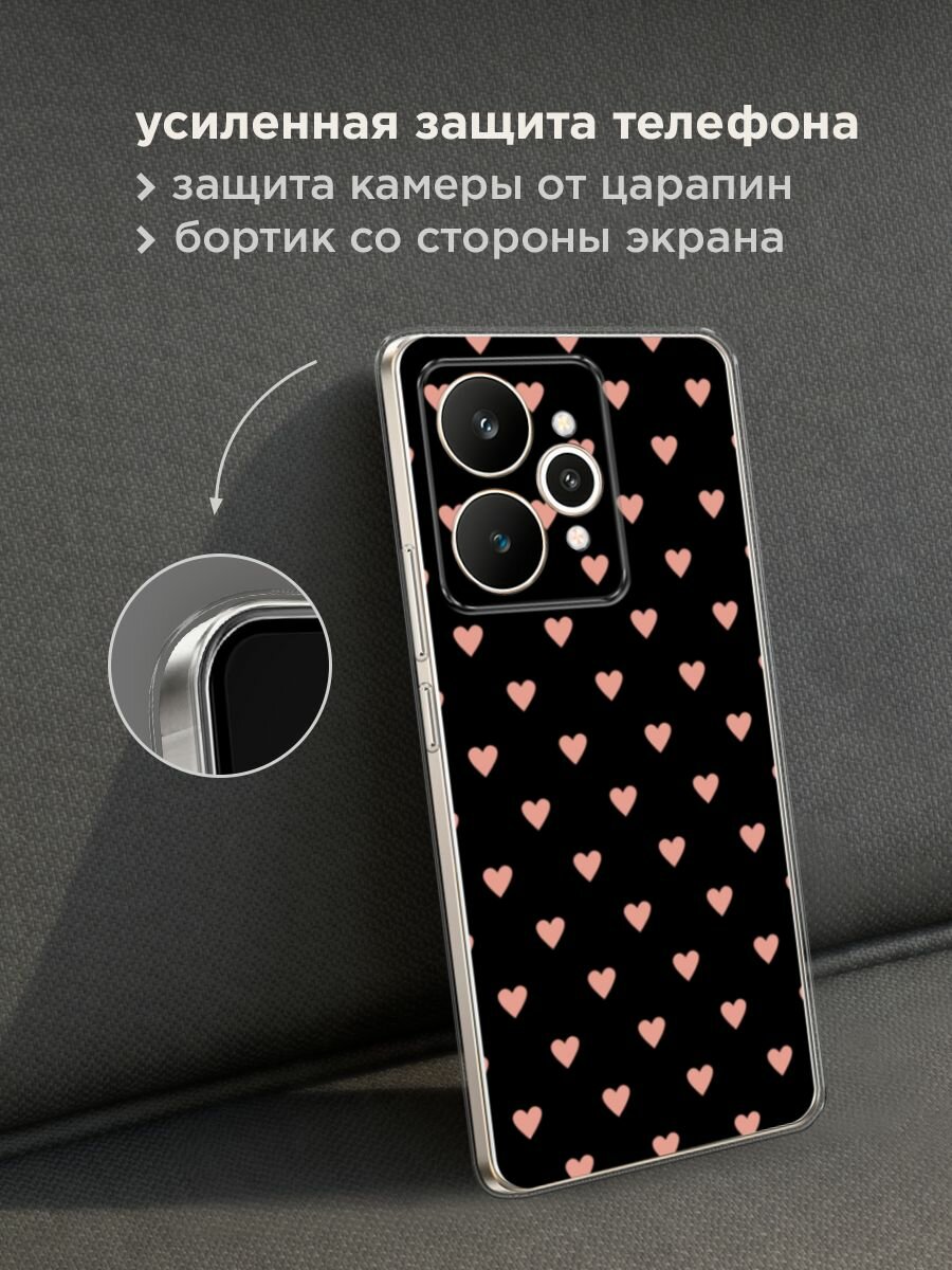 Силиконовый чехол на Realme 15 / Реалми 15 с принтом "Розовые сердечки" — фото 1