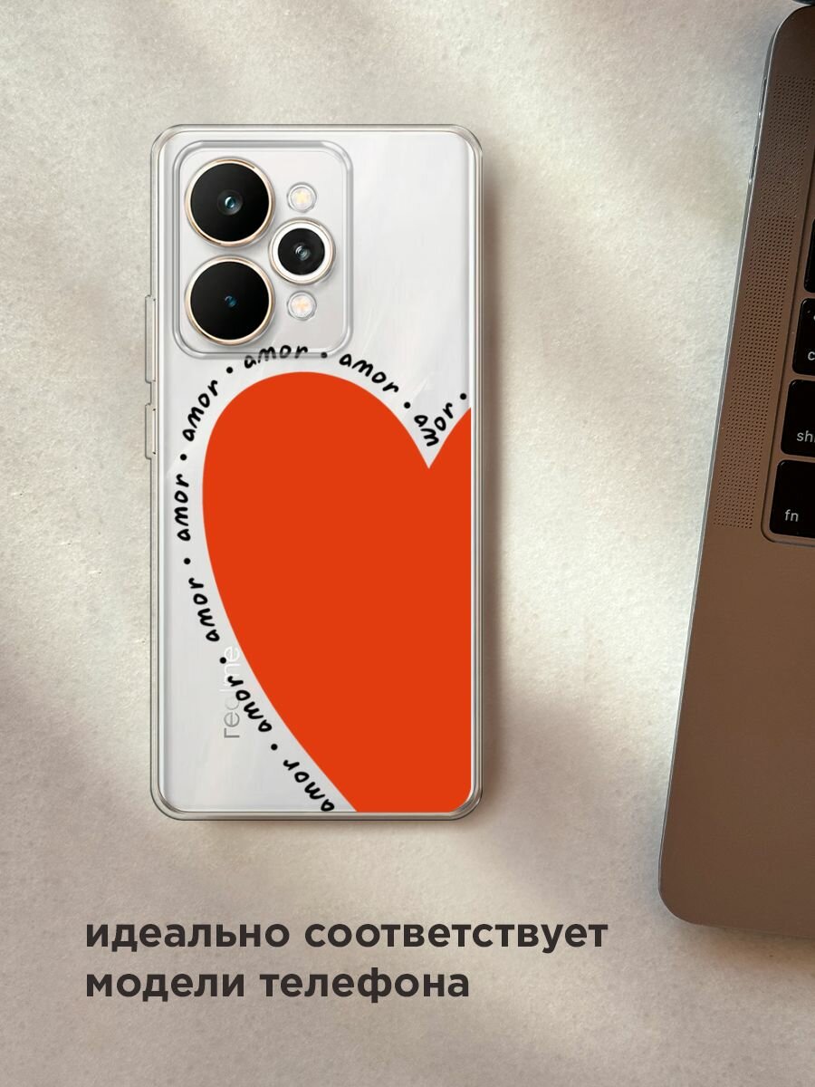 Чехол на Realme 15 Pro / Реалми 15 Про с принтом "amor heart 2 - 14 февраля", прозрачный — фото 1
