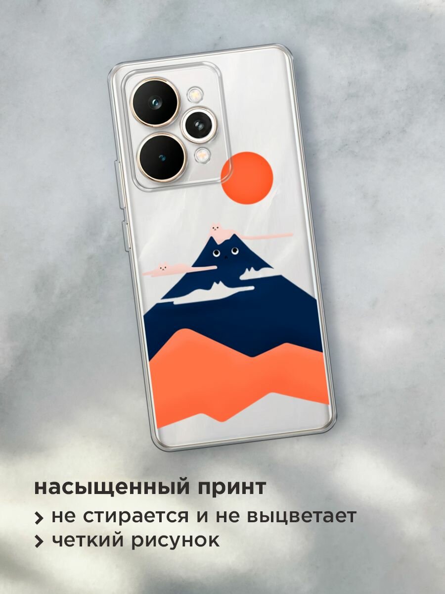 Чехол на Realme 15 Pro / Реалми 15 Про с принтом "Кот-гора", прозрачный — фото 1