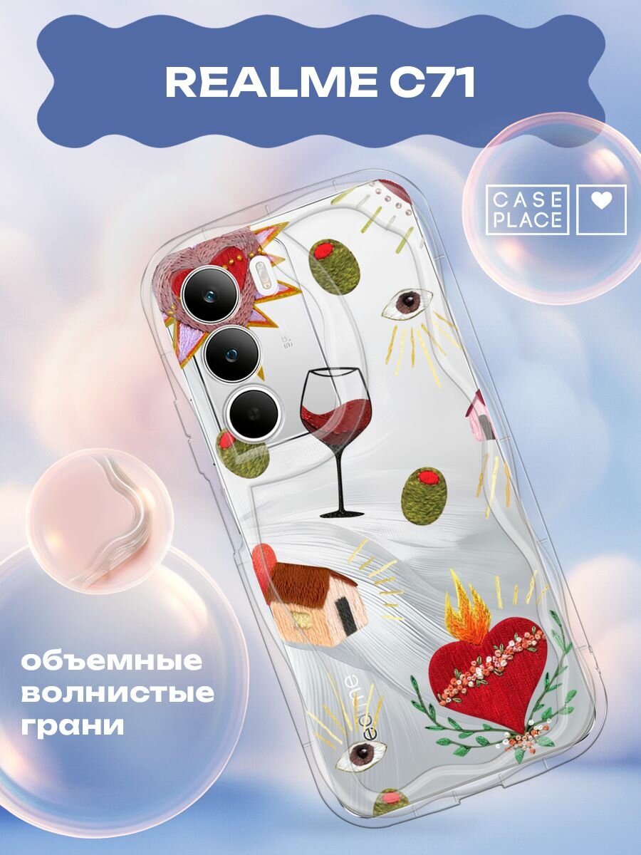 Чехол на Realme C71/P3 Lite 4G / Реалми С71/P3 Лайт 4G/P3 Лайт 4G с принтом "Ниточный коллаж"