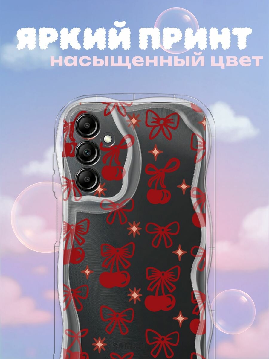 Чехол на Samsung Galaxy A15 / Самсунг А15 с принтом "Вишня с бантиком" — фото 1