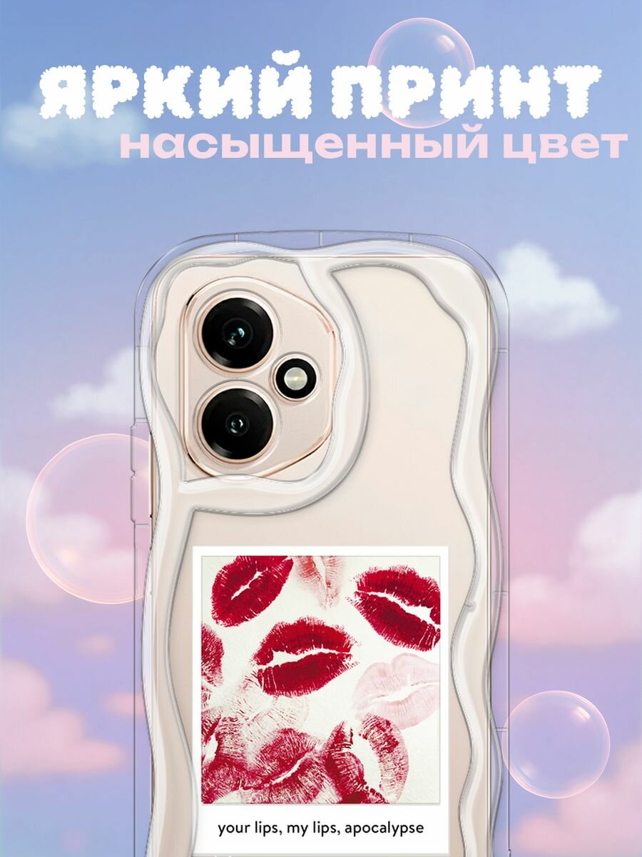 Чехол на Honor 400 / Хонор 400 с принтом Полароид губы 2, прозрачный — фото 1