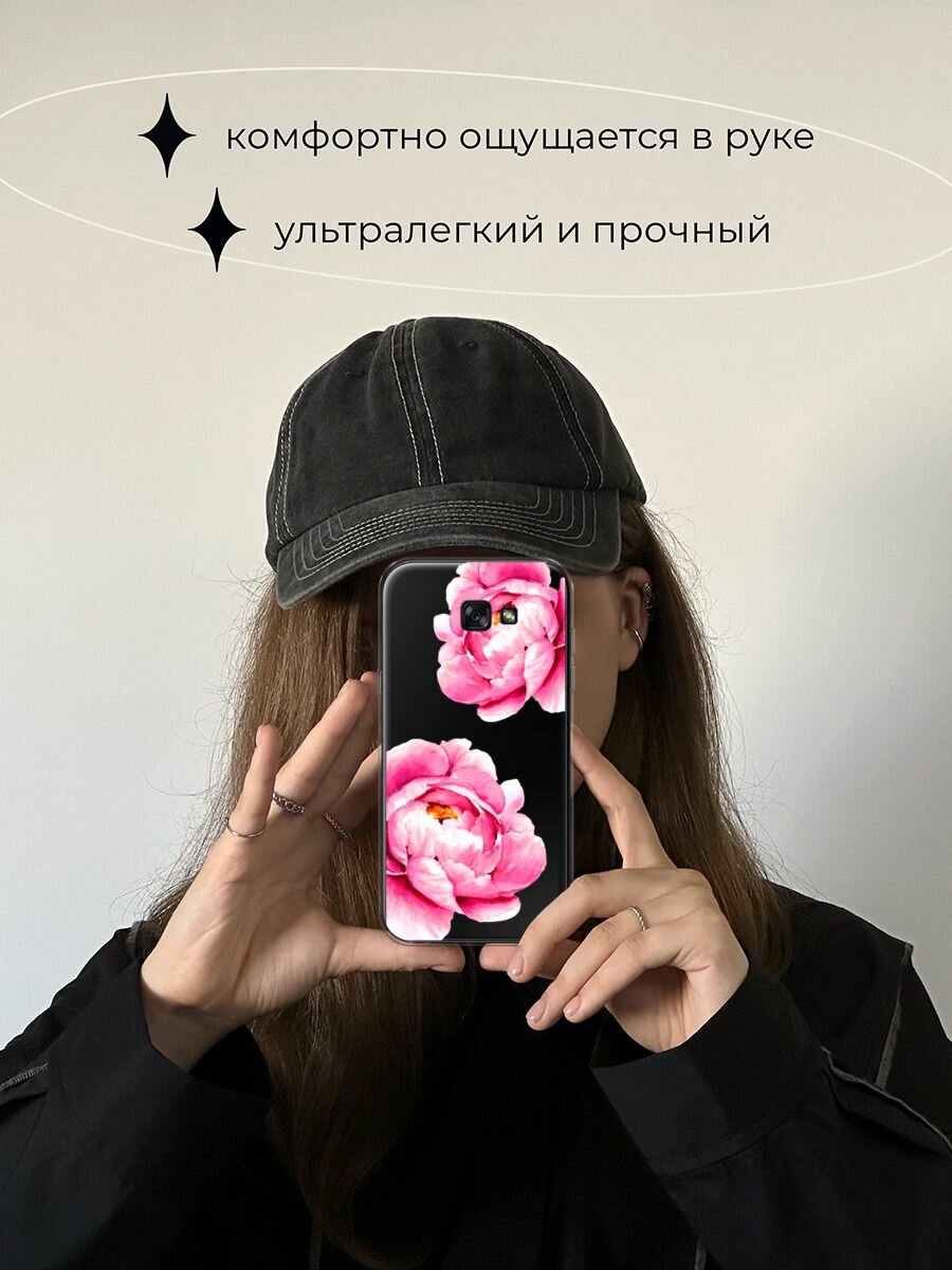 Чехол на Samsung Galaxy A7 2017 / Самсунг Галакси А7 2017 с принтом "Open peonies", прозрачный — фото 1