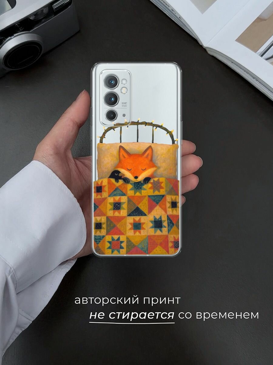 Чехол на OnePlus 9RT / ВанПлас 9RT с принтом "Лисичка спит", прозрачный — фото 1