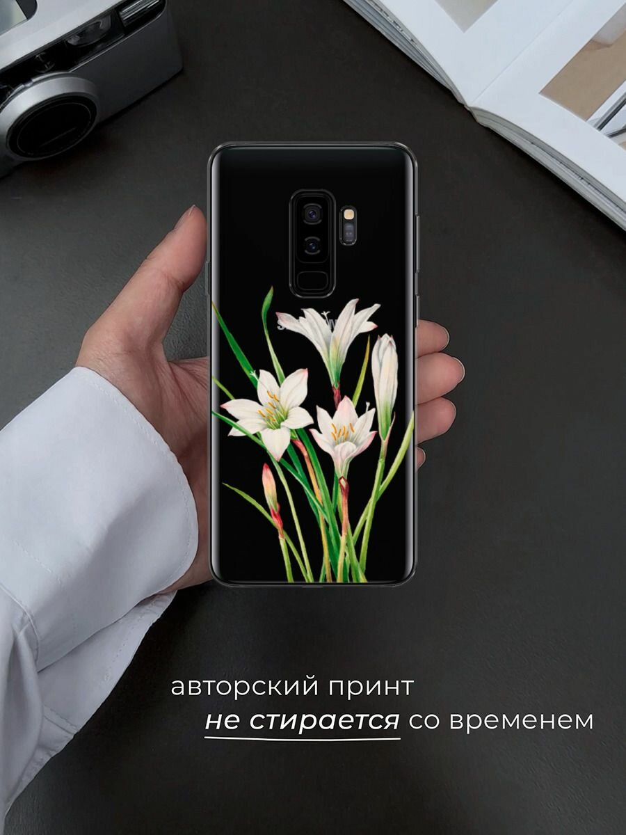 Чехол на Samsung Galaxy S9 + / Самсунг Галакси С9 Плюс с принтом "White lily", прозрачный — фото 1