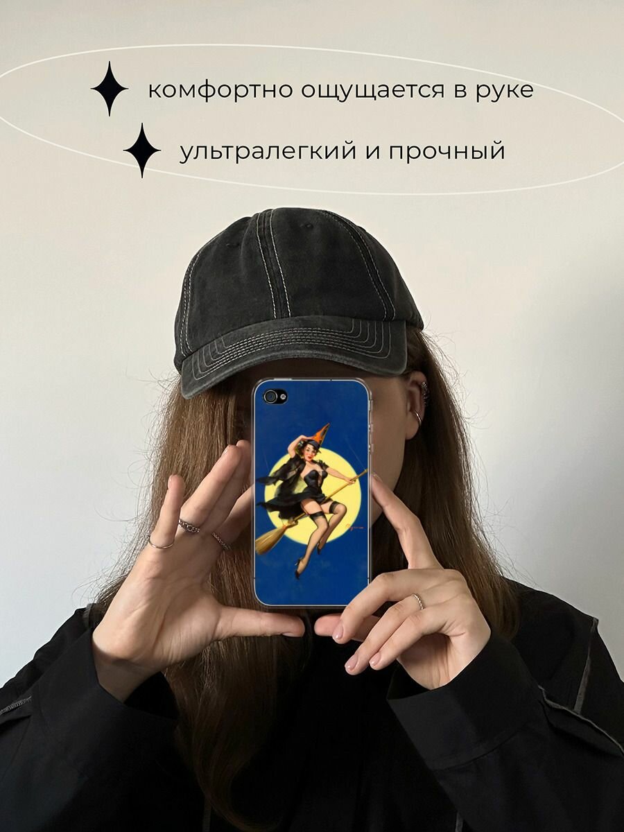 Чехол на Apple iPhone 4/4S / Айфон 4/4S с принтом "Pin-Up Witch" — фото 1
