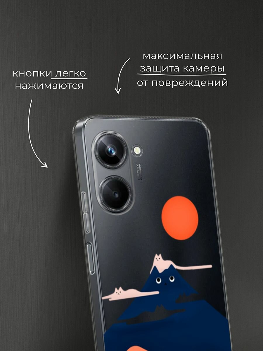 Чехол на Realme 10 Pro / Реалми 10 Про с принтом "Кот-гора", прозрачный — фото 1