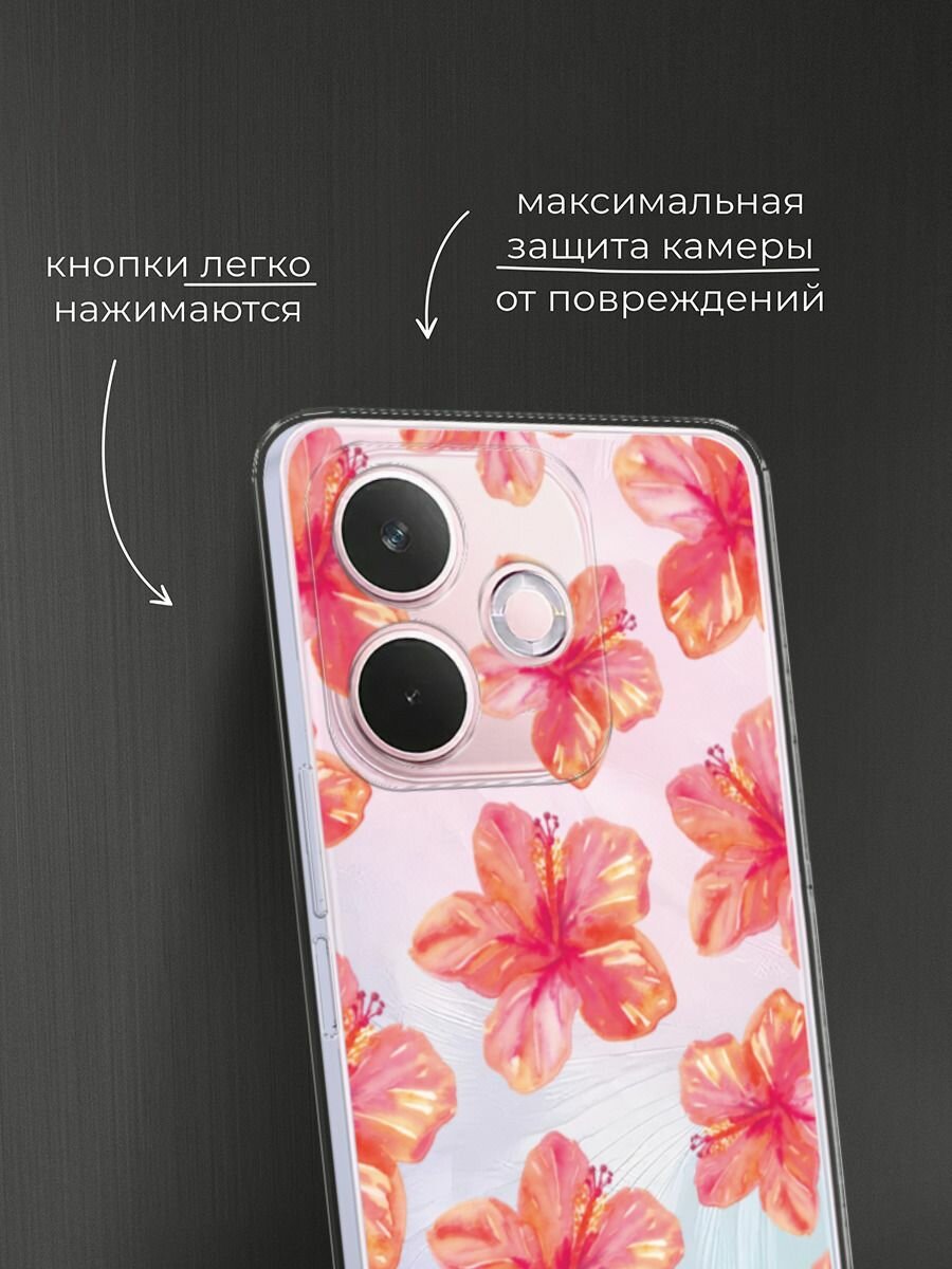 Силиконовый чехол на Oppo A5 Pro / Оппо А5 Про с принтом "Pink flowers" — фото 1
