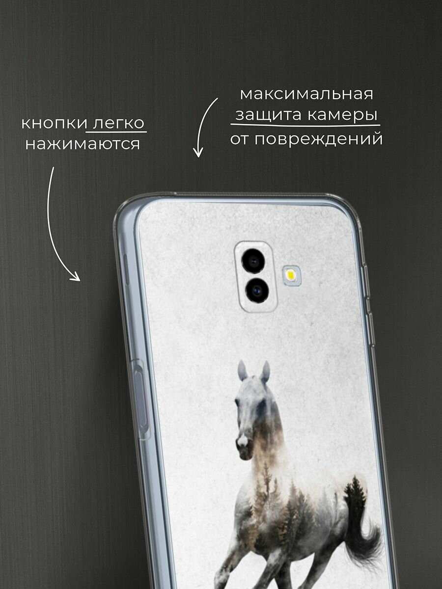 Чехол на Samsung Galaxy J6 + / Самсунг Галакси J6 Плюс 2018 с принтом "Лошадь лес" — фото 1