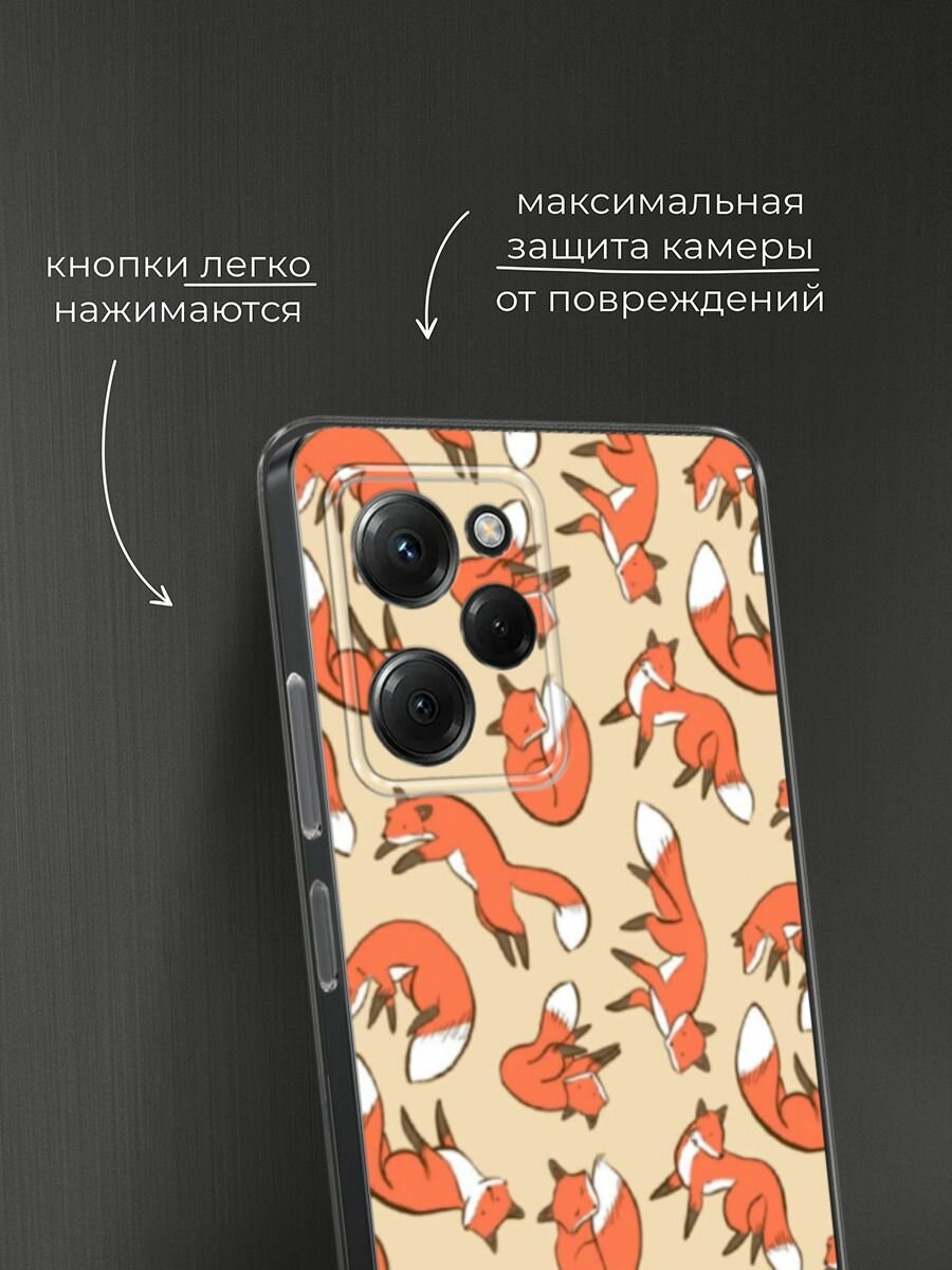 Чехол на Xiaomi Poco X5 Pro 5G / Сяоми Поко X5 Про 5G с принтом "Лисички фон" — фото 1