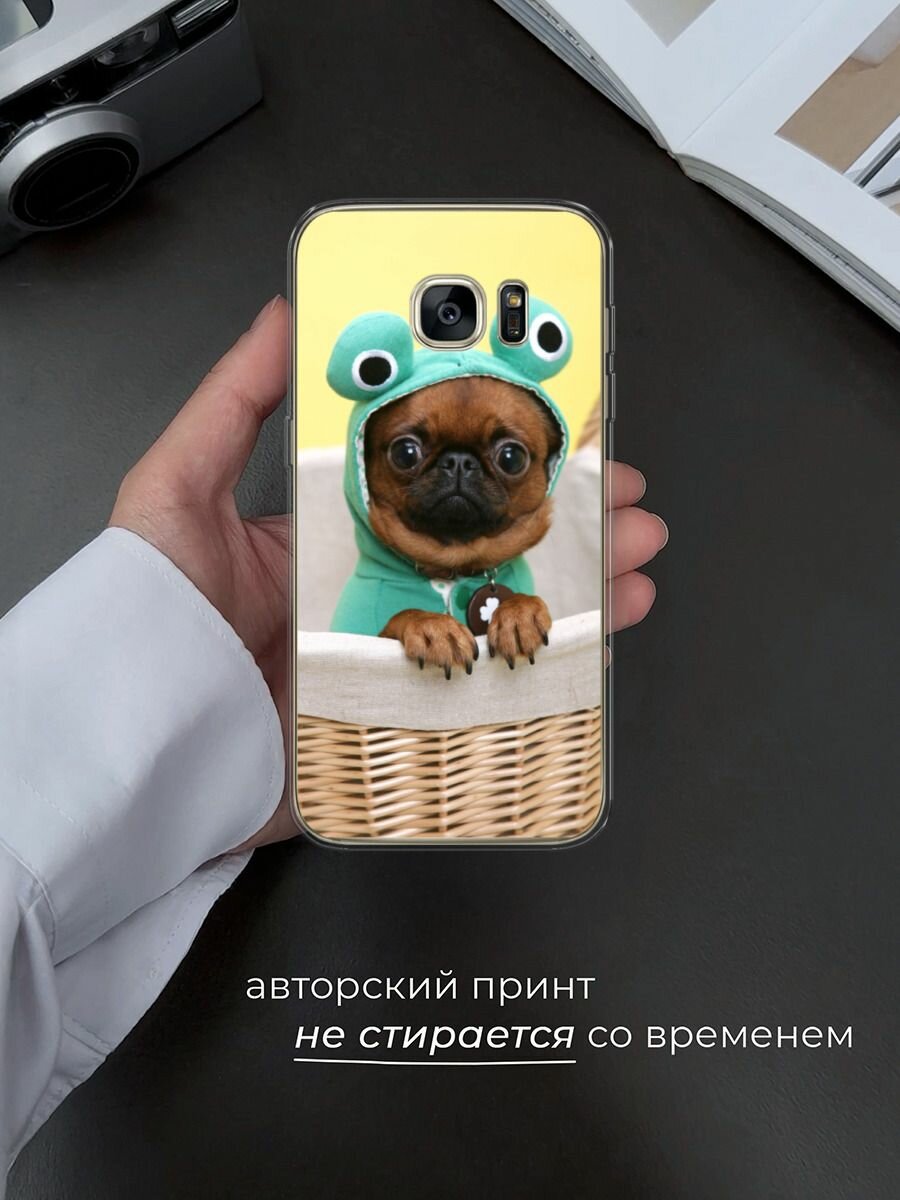 Чехол на Samsung Galaxy S7 / Самсунг Галакси С 7 с принтом "Собачка в шапке лягушки" — фото 1