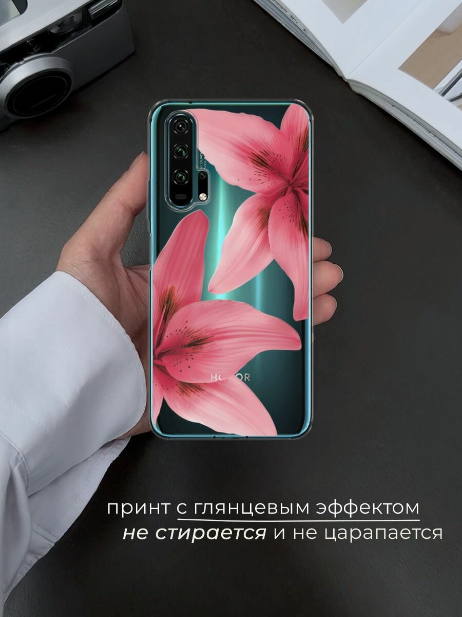 Чехол на Honor 20 Pro / Хонор 20 Про с принтом "Pink flower" — фото 1
