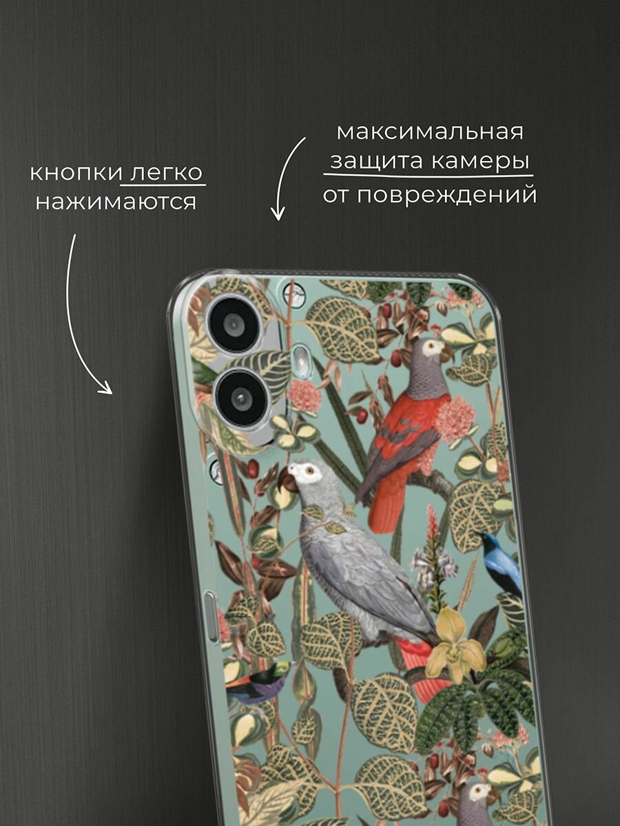 Чехол на CMF Phone 1 / CMF Фон 1 с принтом "Tropical pattern", прозрачный — фото 1