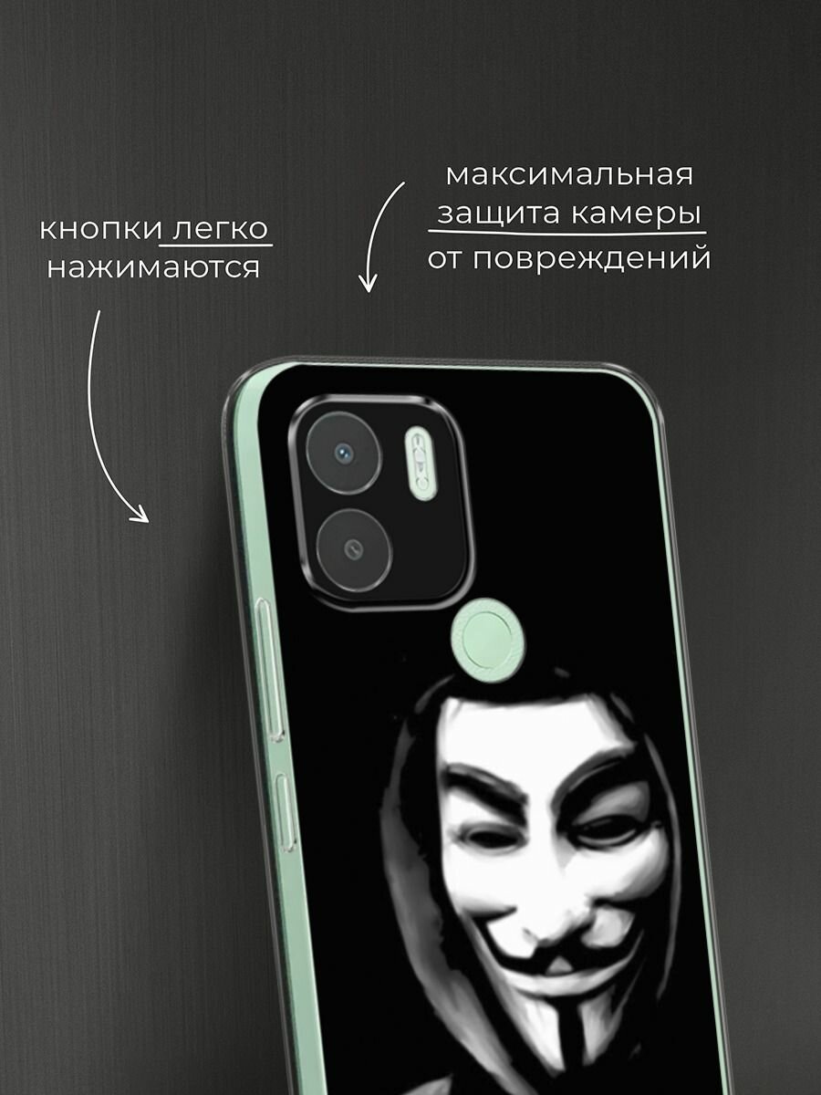 Чехол на Xiaomi Redmi A1+/Redmi A2+/Poco C51/C50 / Редми A1+ с принтом "Анонимус" — фото 1