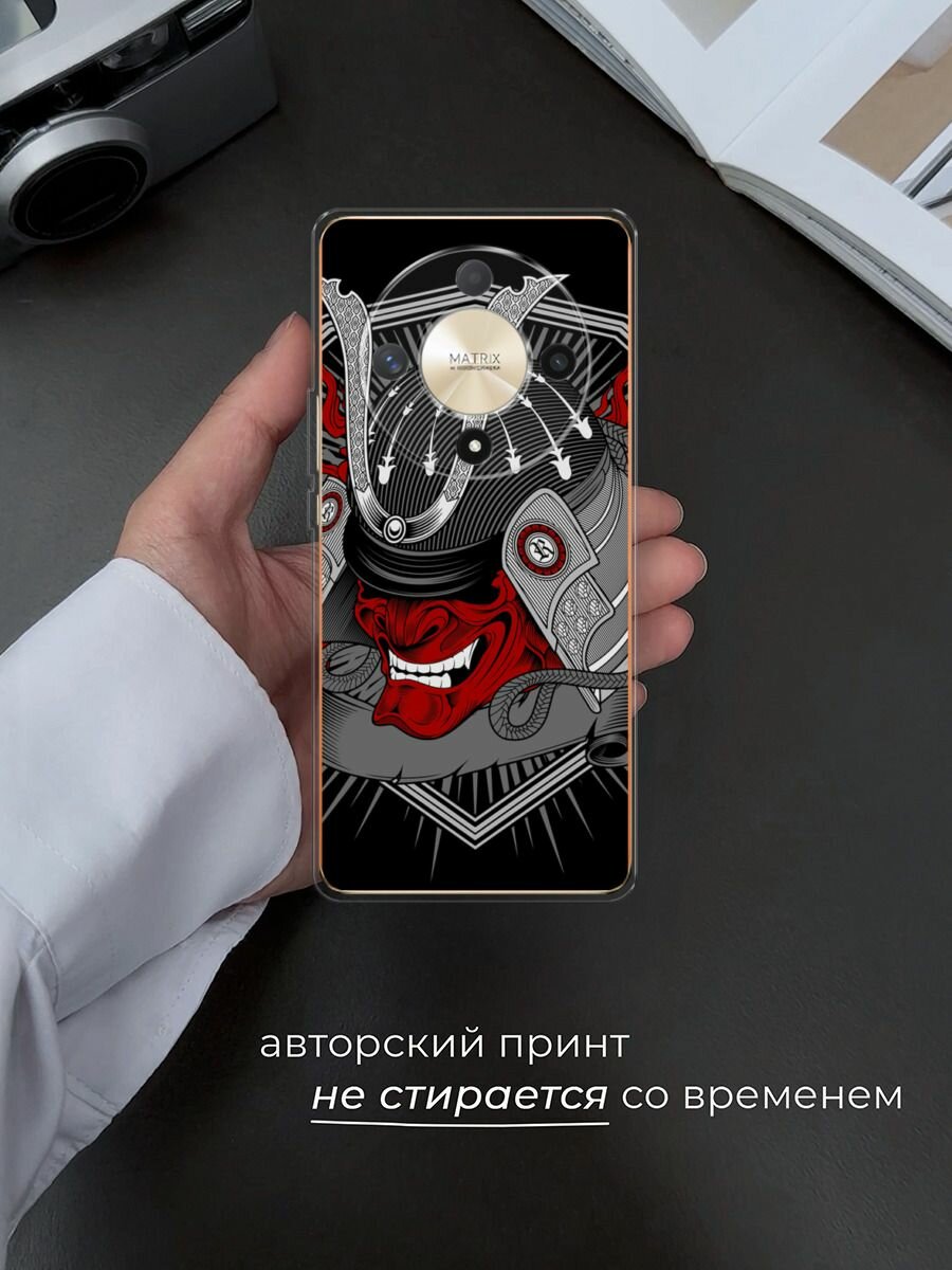 Чехол на Honor X9b / Хонор X9B с принтом "Красная маска самурая" — фото 1