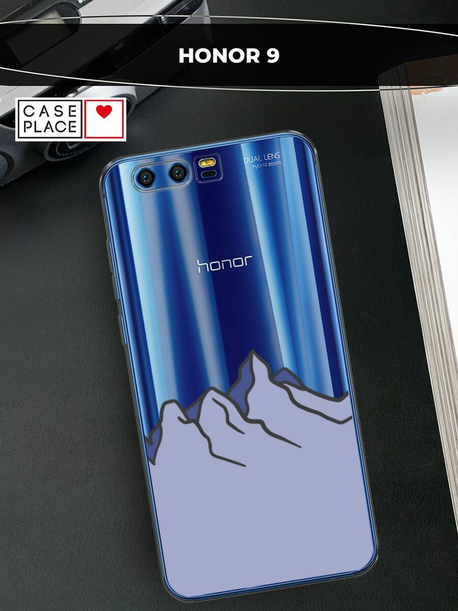 Силиконовый чехол на Honor 9 / Хонор 9 с принтом "Гора", прозрачный