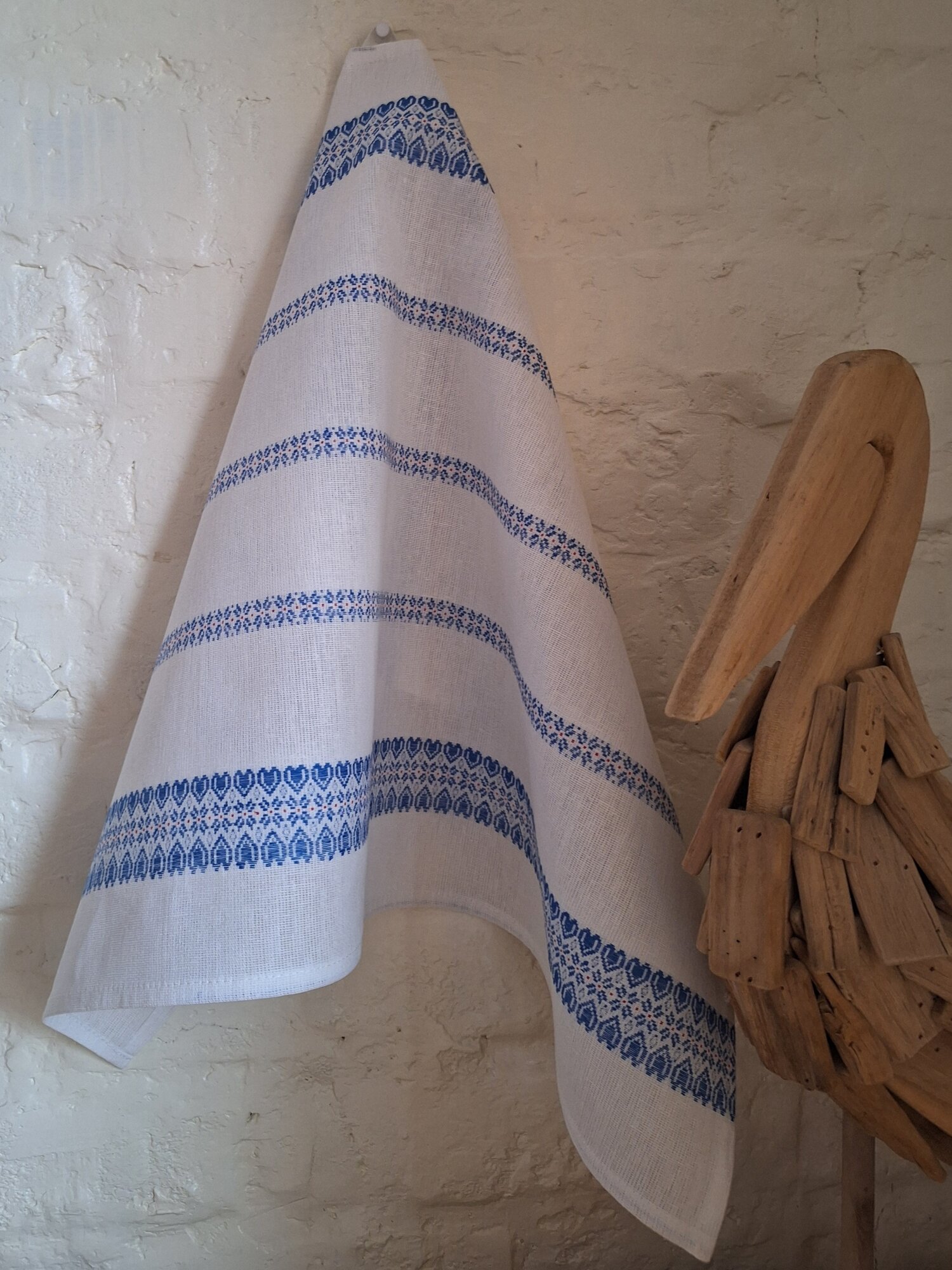 Льняное кухонное полотенце Праздничное, полотенце белое 65х45 см