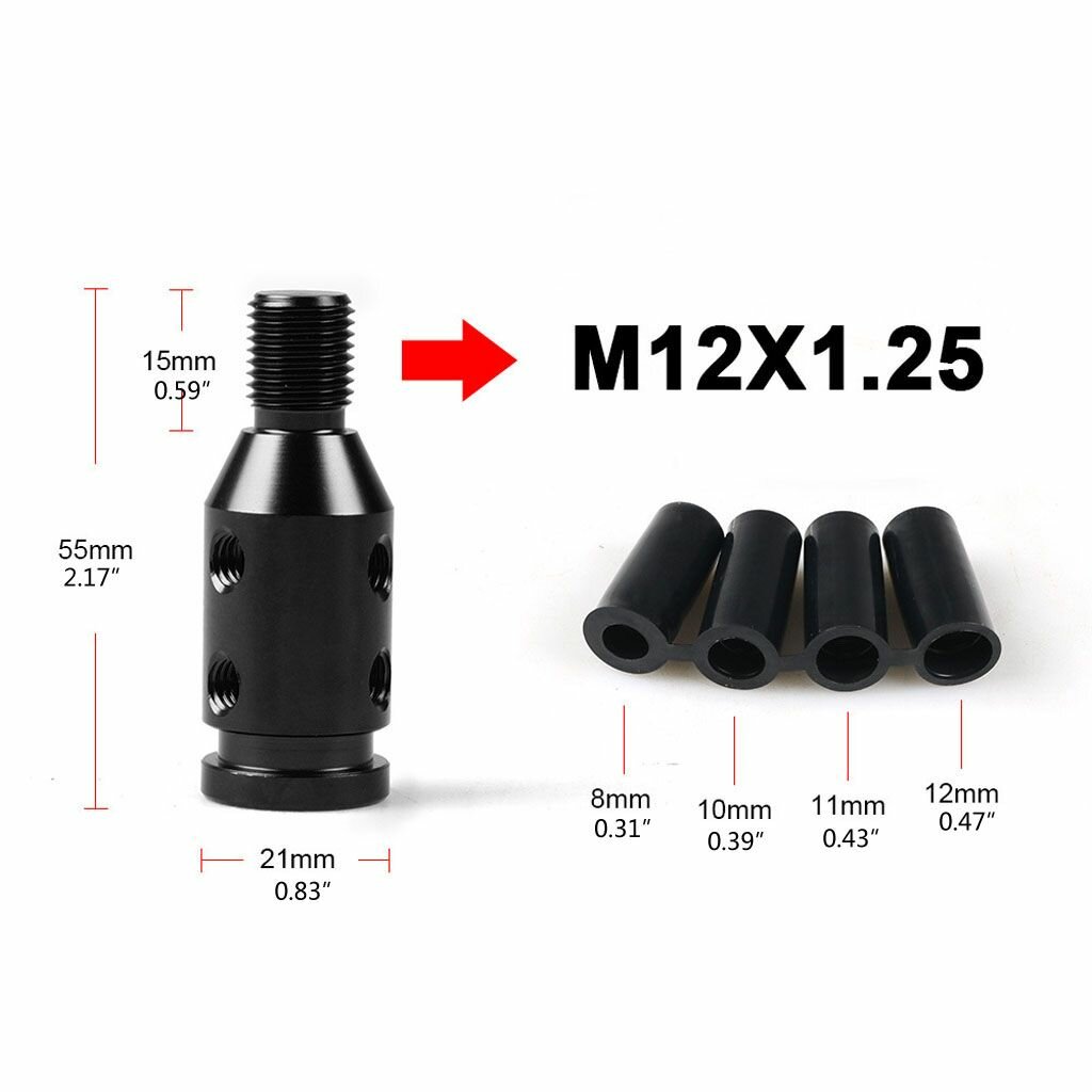 Адаптер рычага переключения передач M12x1.25 универсальный алюминиевый переходник для автопереключателя, черный