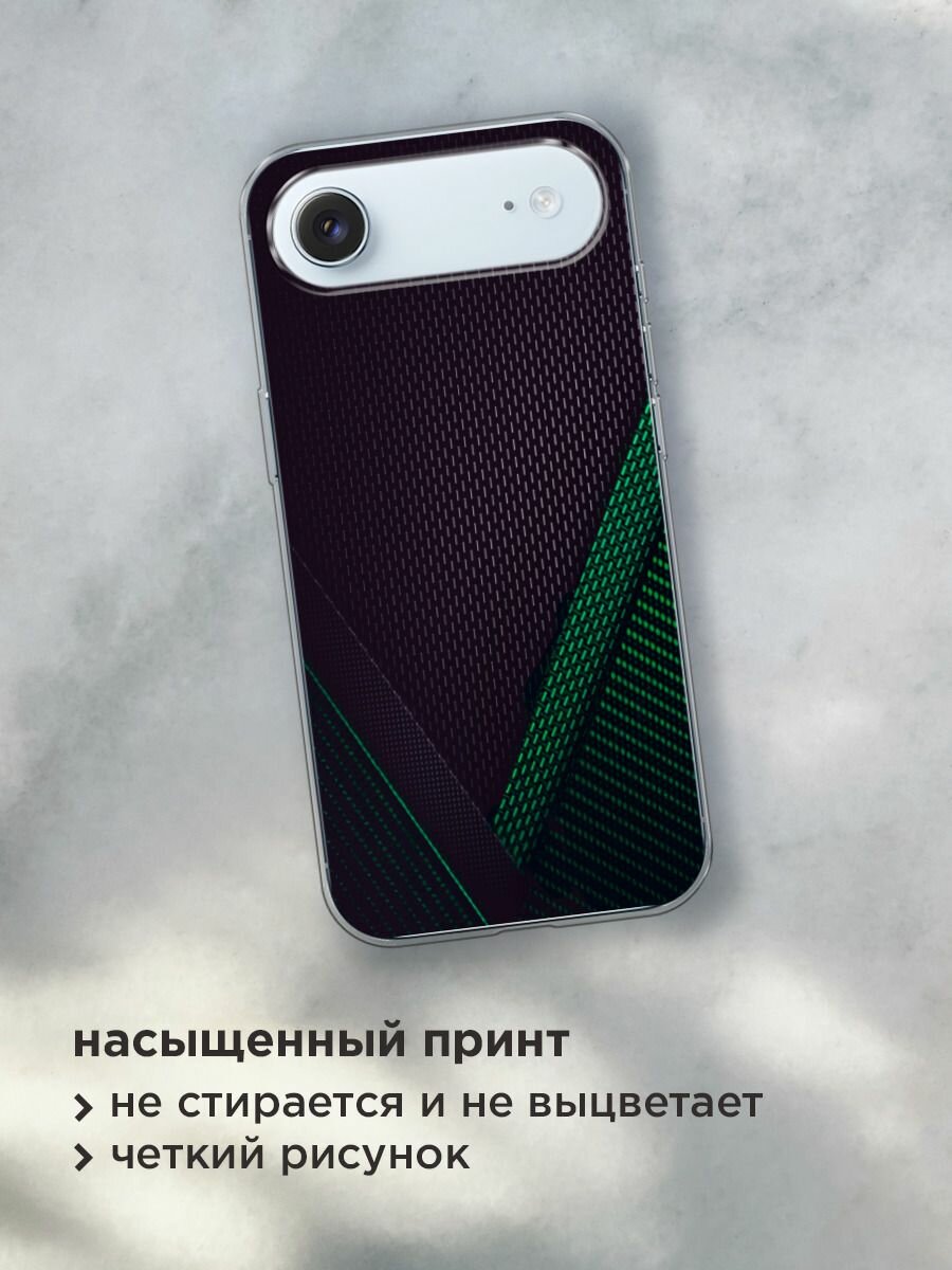 Чехол на Apple iPhone Air / Айфон Айр с принтом "Зеленый карбон" — фото 1