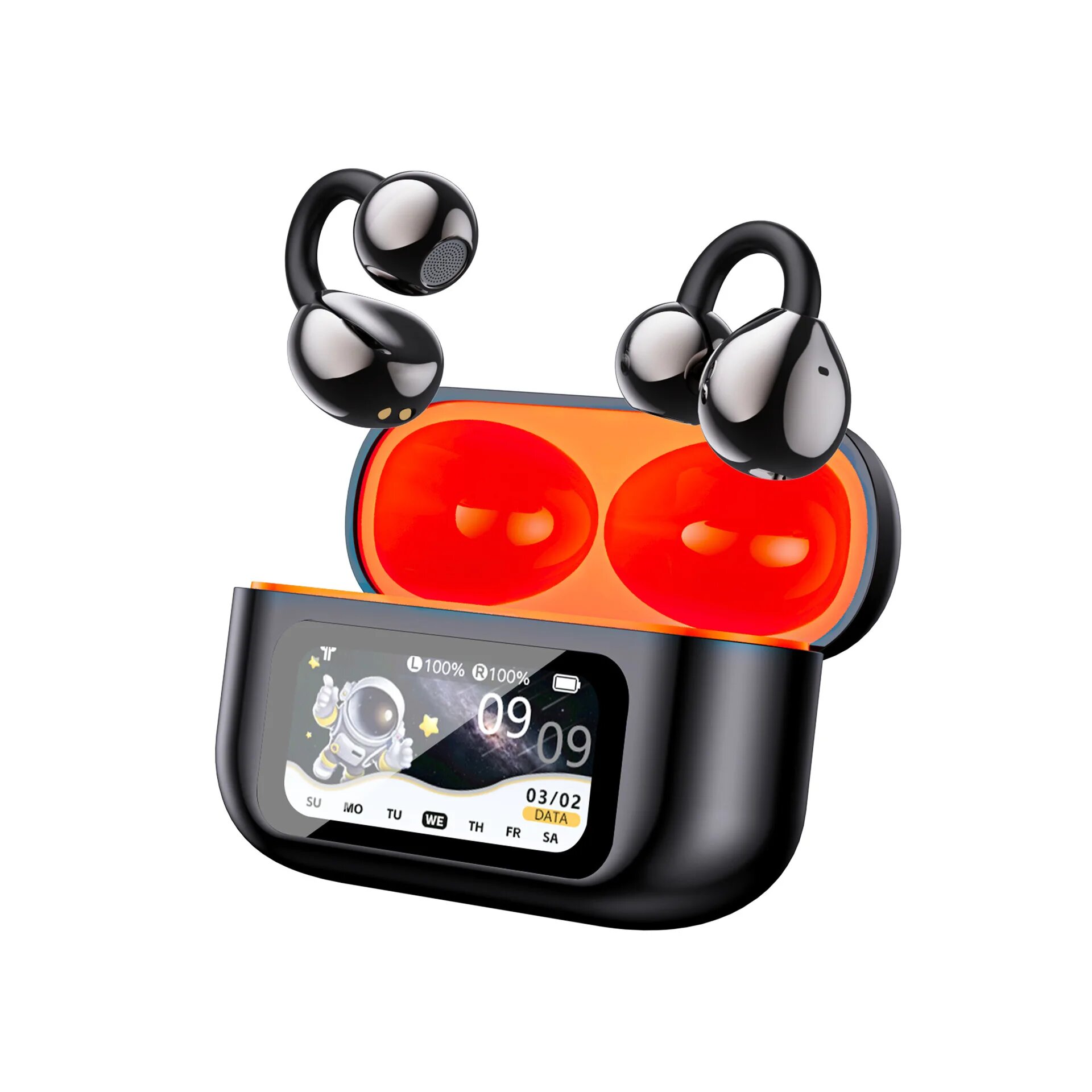 Smart Touch Color Screen Earclip Earbuds Оранжевый, Orange