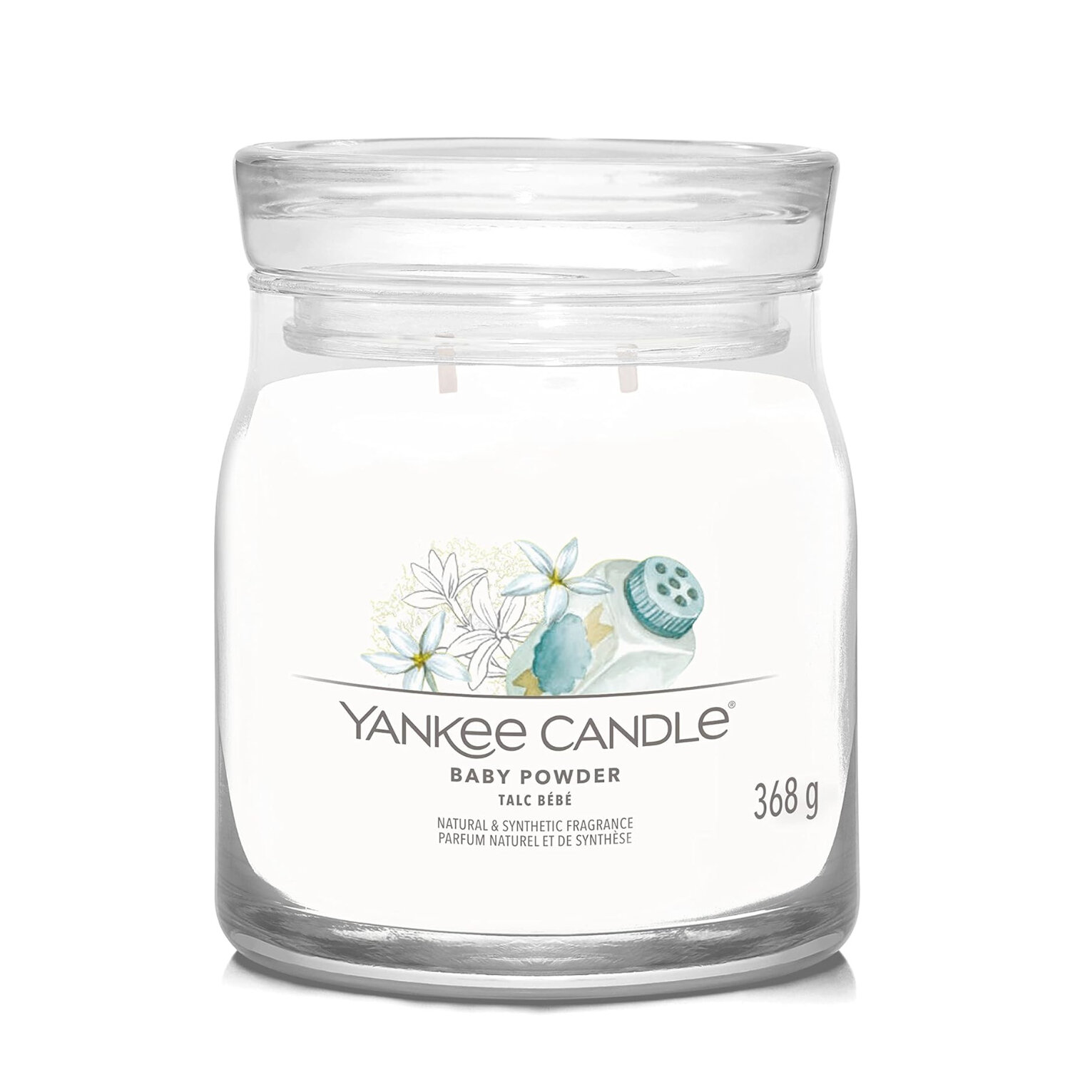 Ароматическая свеча Yankee Candle SIGNATURE "Детская присыпка/BABY POWDER", средняя