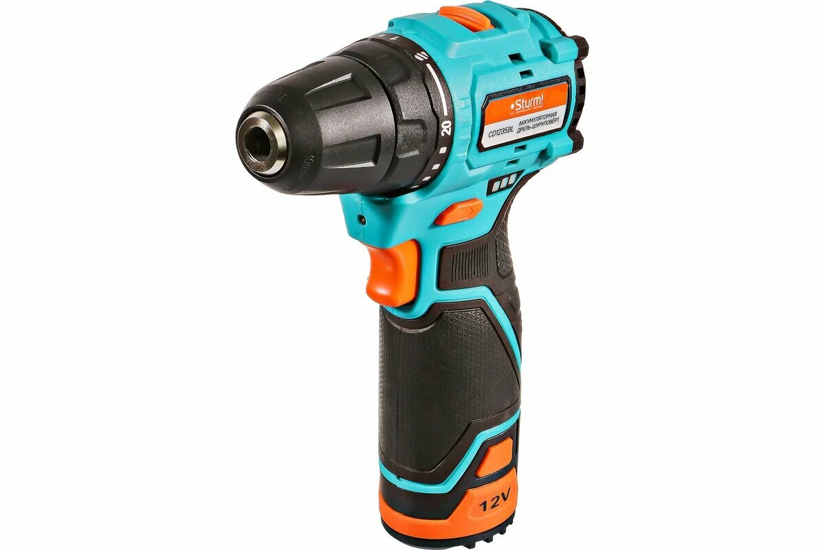 CD1235BL Дрель аккумуляторная б/щ Sturm, 12В, 1BatterySystem12V, 35Нм, 2х2.0Ач, TYPE-C, картон