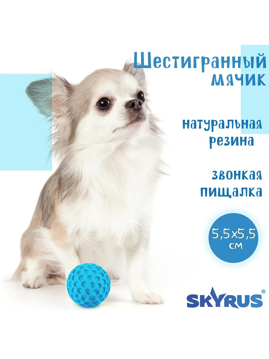 Шестигранный мячик для собак резиновый 5.5х5.5х5.5см